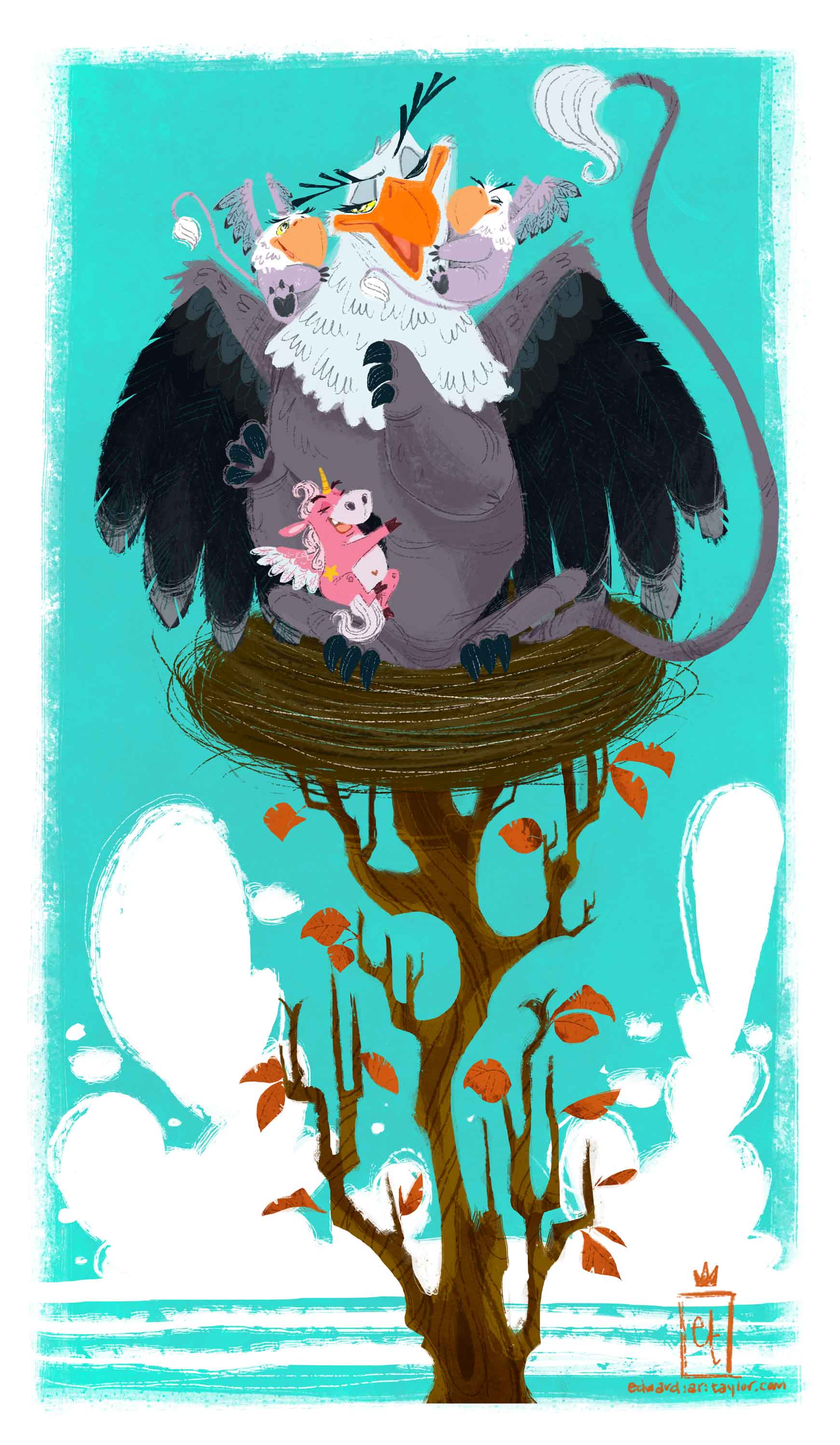 Mother Griffin and Her Babies . . . Origin of Unicorns. – Edwardian Taylor